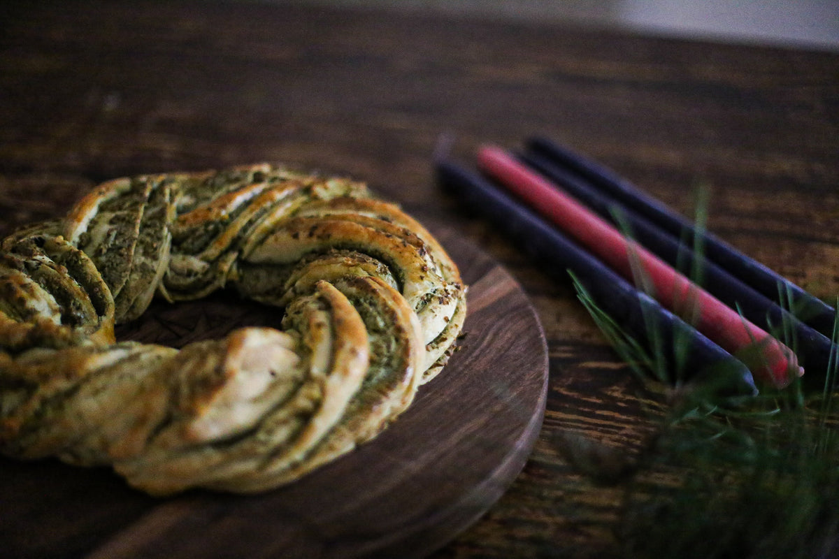 Advent Wreath Loaf: Walnut-Sage Pesto Braided Bread – Theology of Home